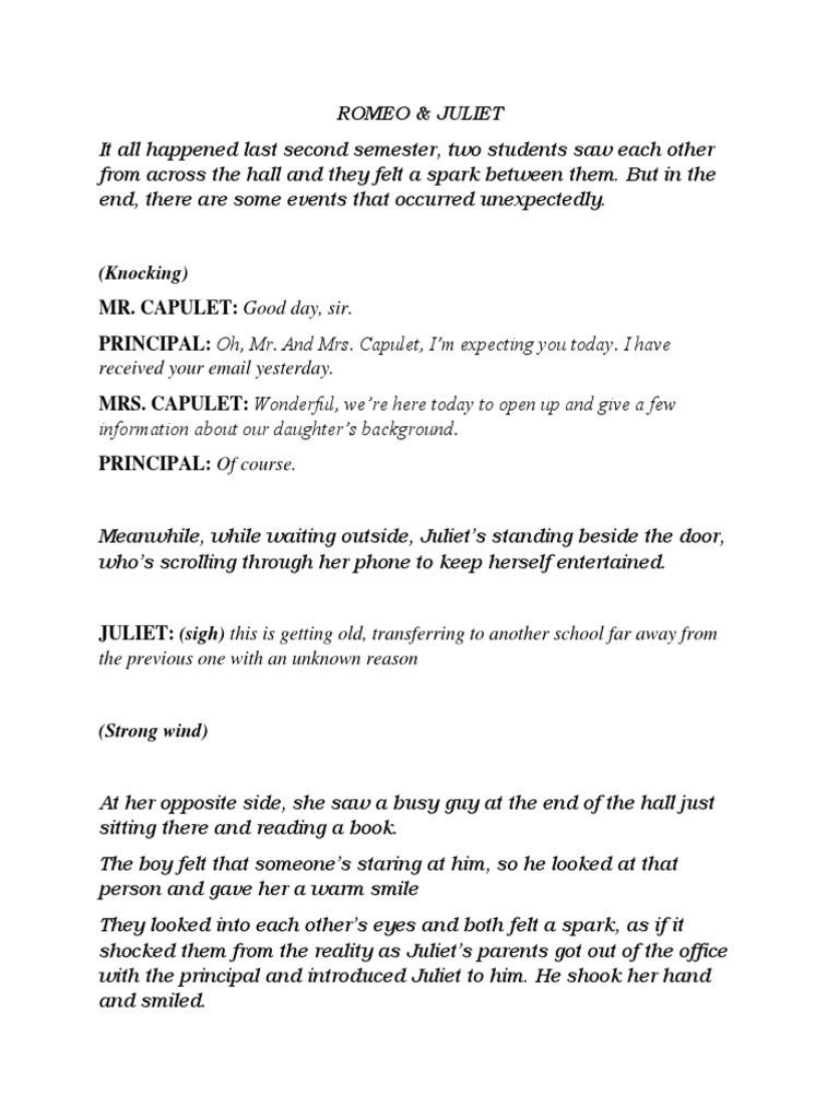 Romeo and Juliet Students Script | Download Free PDF | Characters In ...