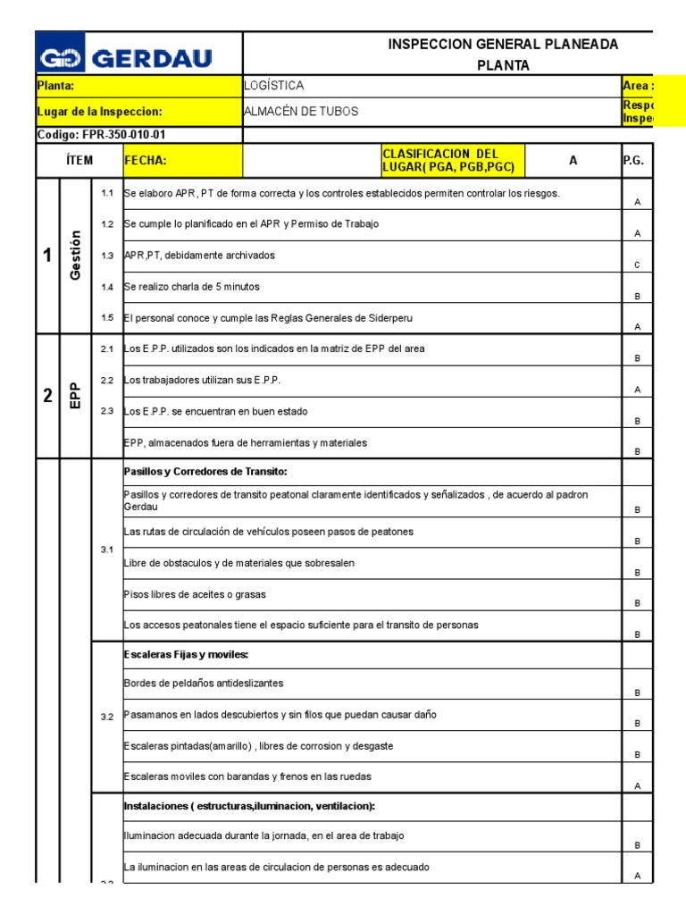Check List de Inspecciones | Descargar gratis PDF | Máquina elevadora ... Check List de Inspecciones | Descargar gratis PDF | Máquina elevadora ...