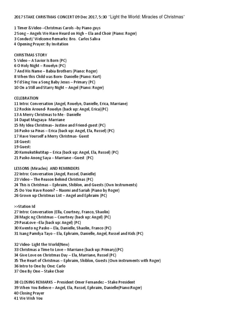 2017 Stake Christmas Concert Program | PDF