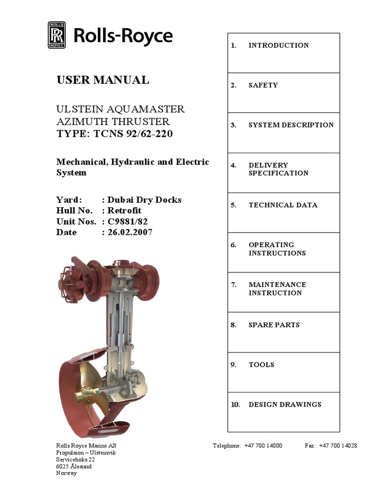 Ulstein Aquamaster User Manual | PDF | Gear | Valve