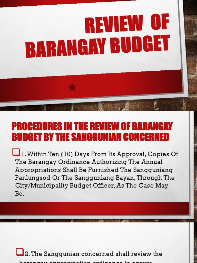 Review of Barangay Budget | PDF | Salary | Budget