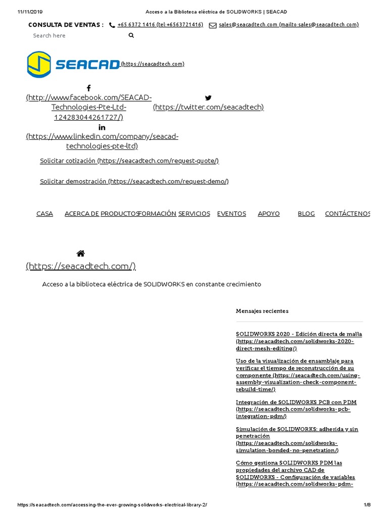 Acceso A La Biblioteca Eléctrica de SOLIDWORKS - SEACAD | PDF ...