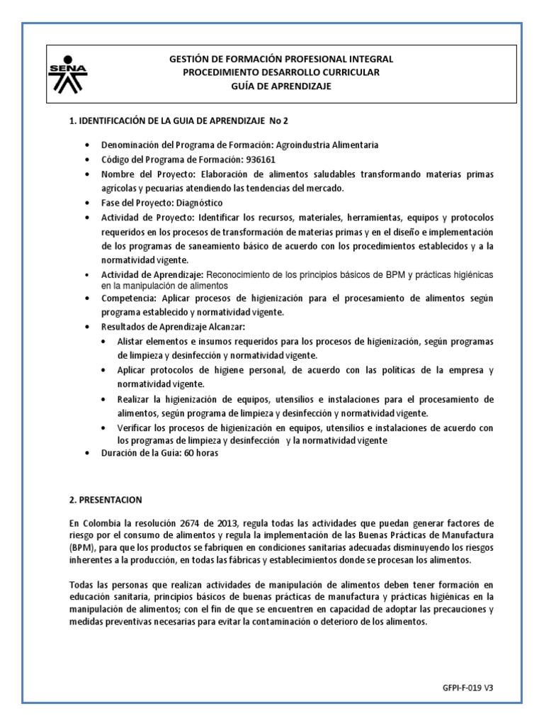 GFPI-F-019 - Formato - Guia - de - Aprendizaje BPM | PDF | Alimentos | Aprendizaje