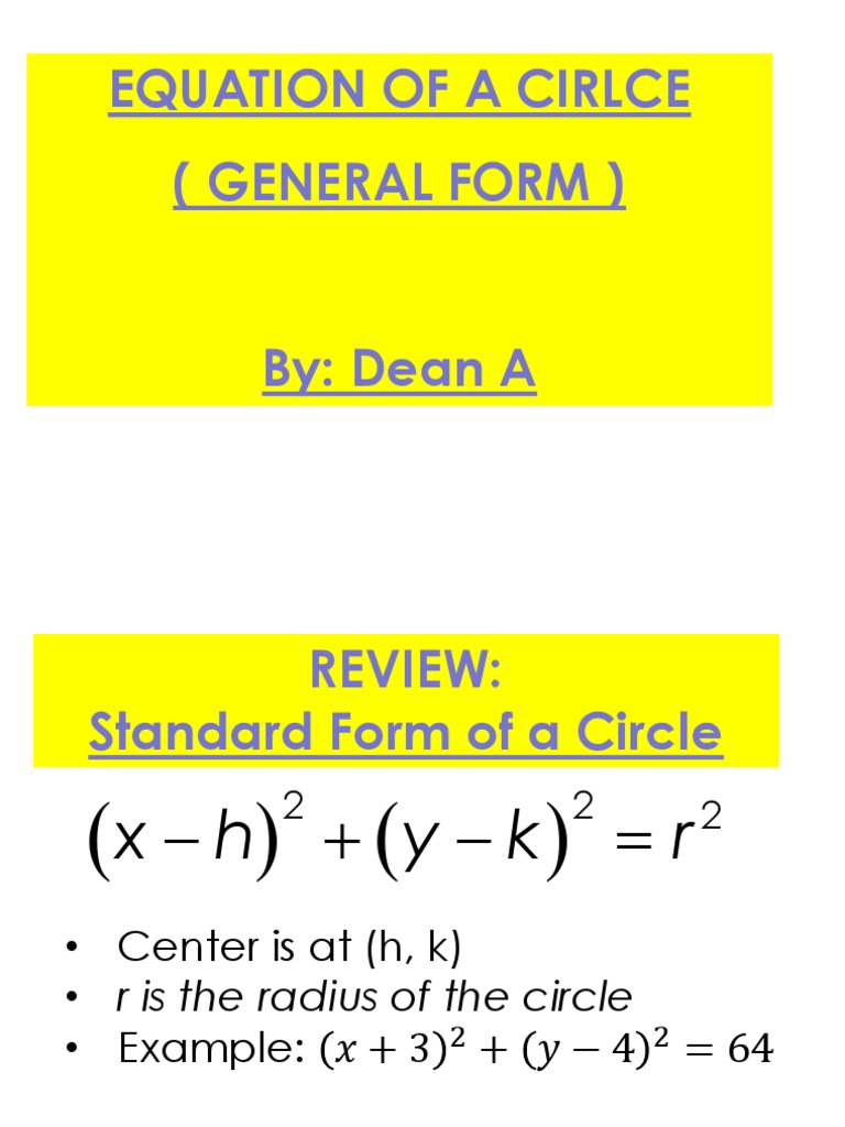 Circle Equation General Form | PDF | Circle | Differential Geometry