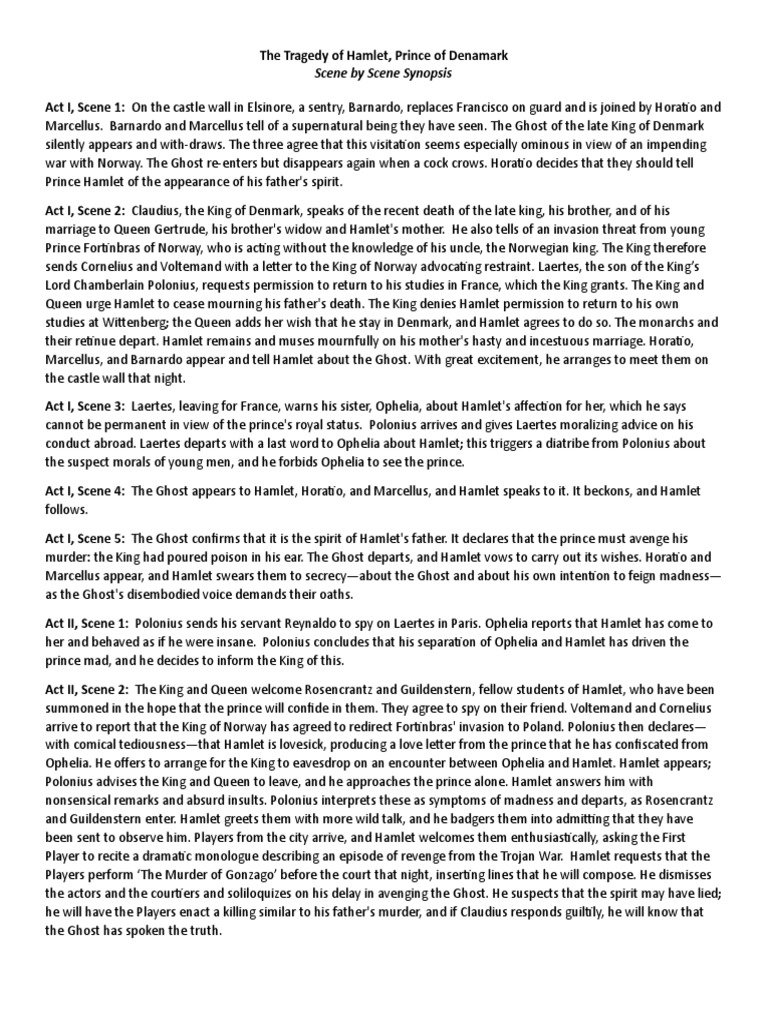 Hamlet Synopsis (Scene by Scene) | PDF | Hamlet | Plays Based On ...