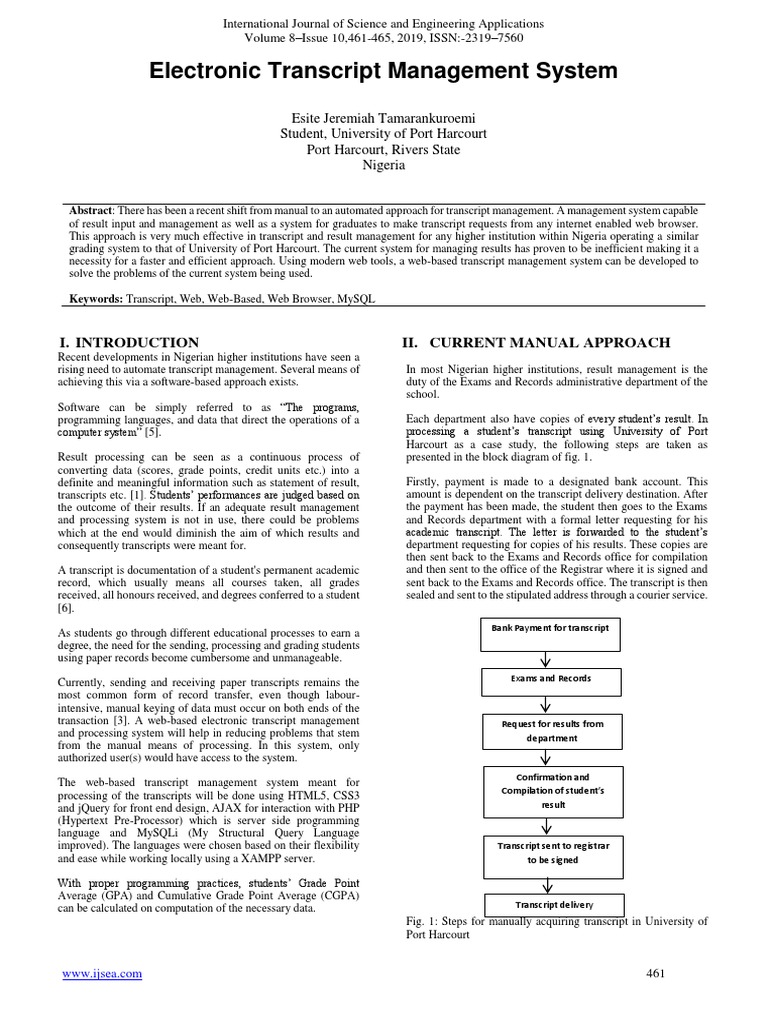 Electronic Transcript Management System | PDF | Web Application | Databases