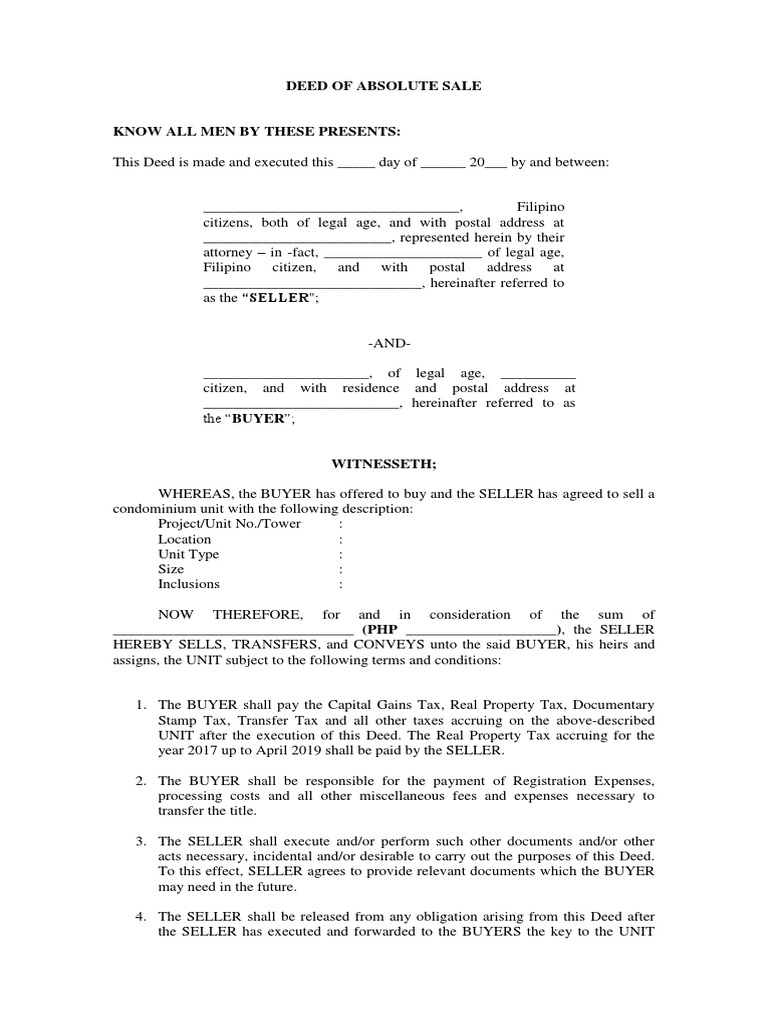 Doas Template | PDF | Deed | Sales