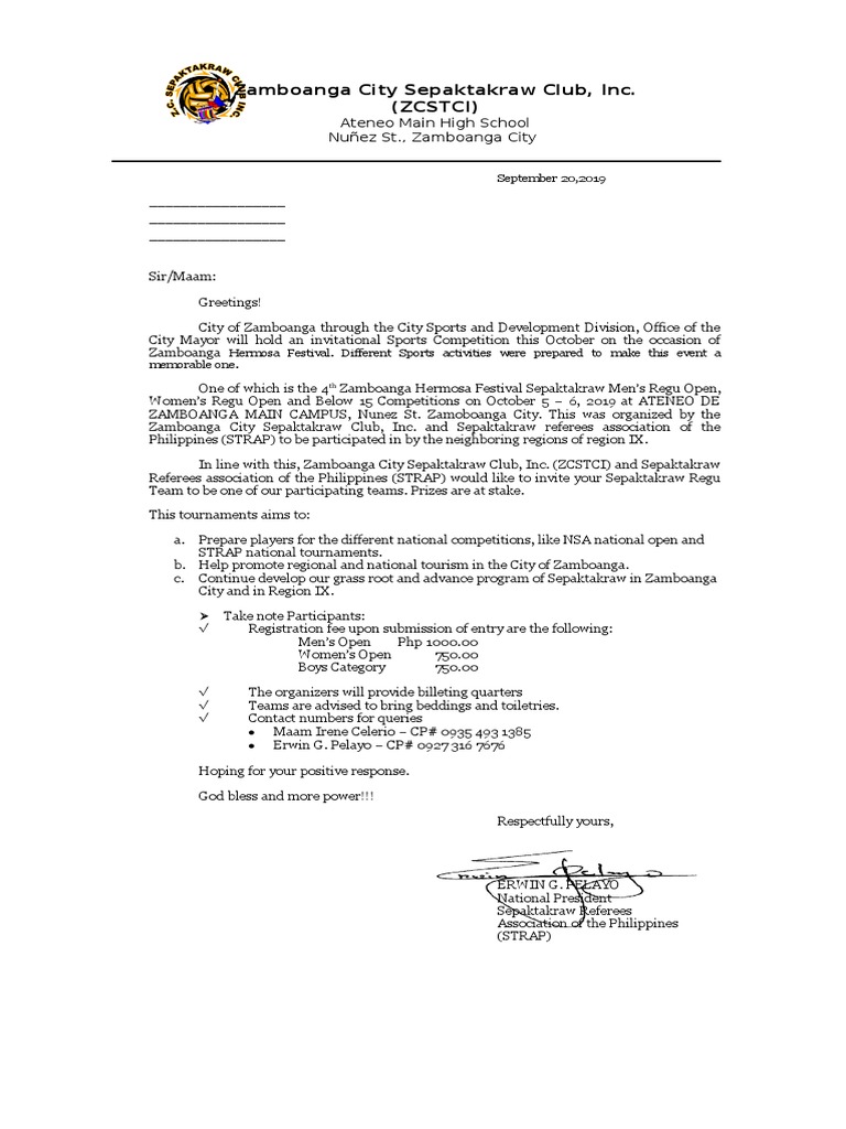 Invitation Letter | PDF | Sports