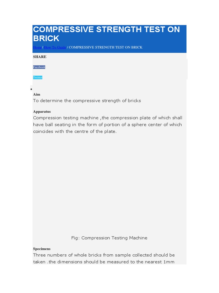 Compressive Strength of Brick Testing | PDF | Concrete | Structural ...