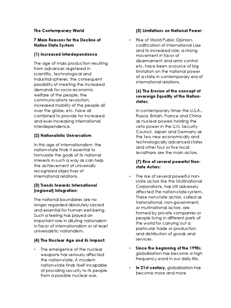 The Contemporary World | PDF | Ideologies | Sovereign State