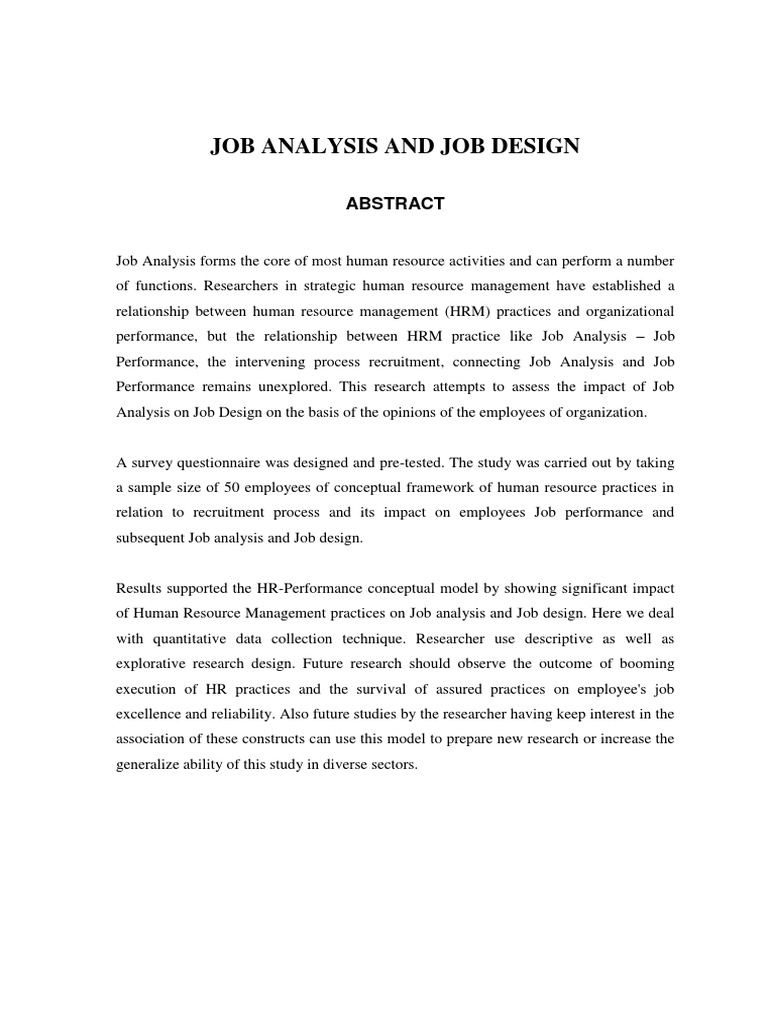 Job Analysis and Design | PDF | Swot Analysis | Human Resource Management