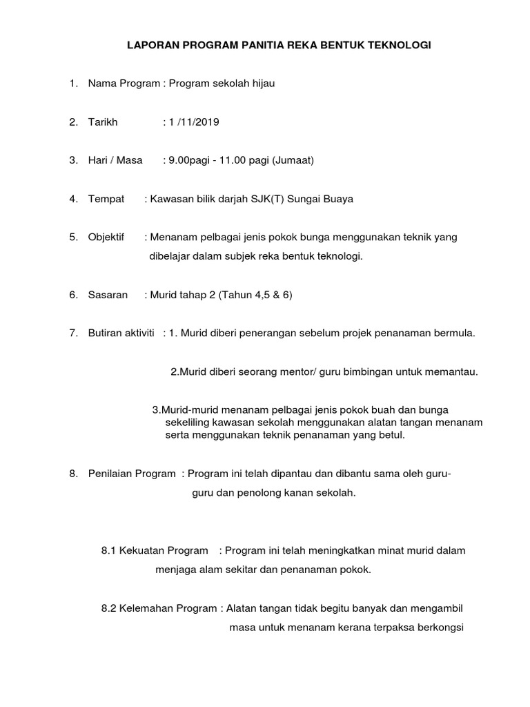 Laporan Program Panitia Reka Bentuk Teknologi 1 | PDF