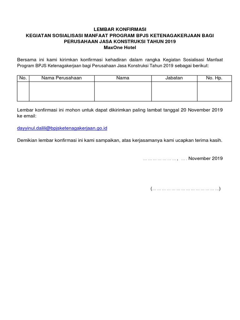 Lembar Konfirmasi PDF | PDF