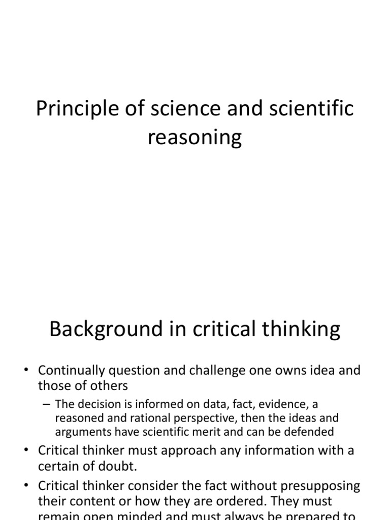 Principle of Science and Scientific Reasoning | PDF | Argument ...