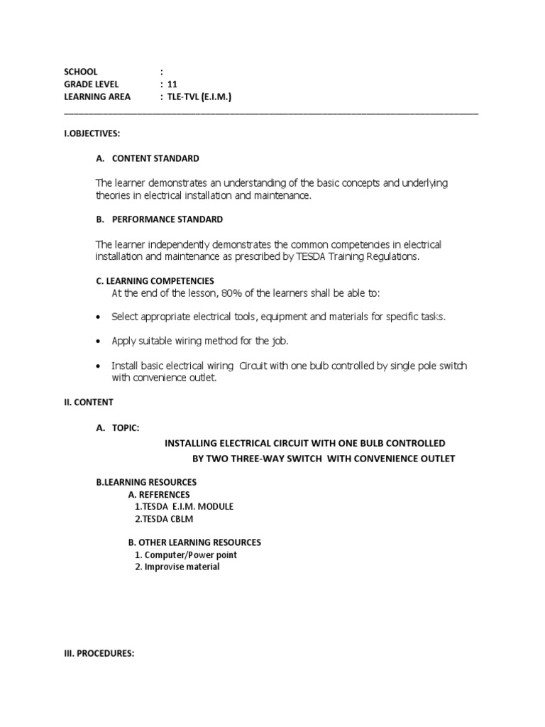 Tle TVL | PDF | Switch | Lighting