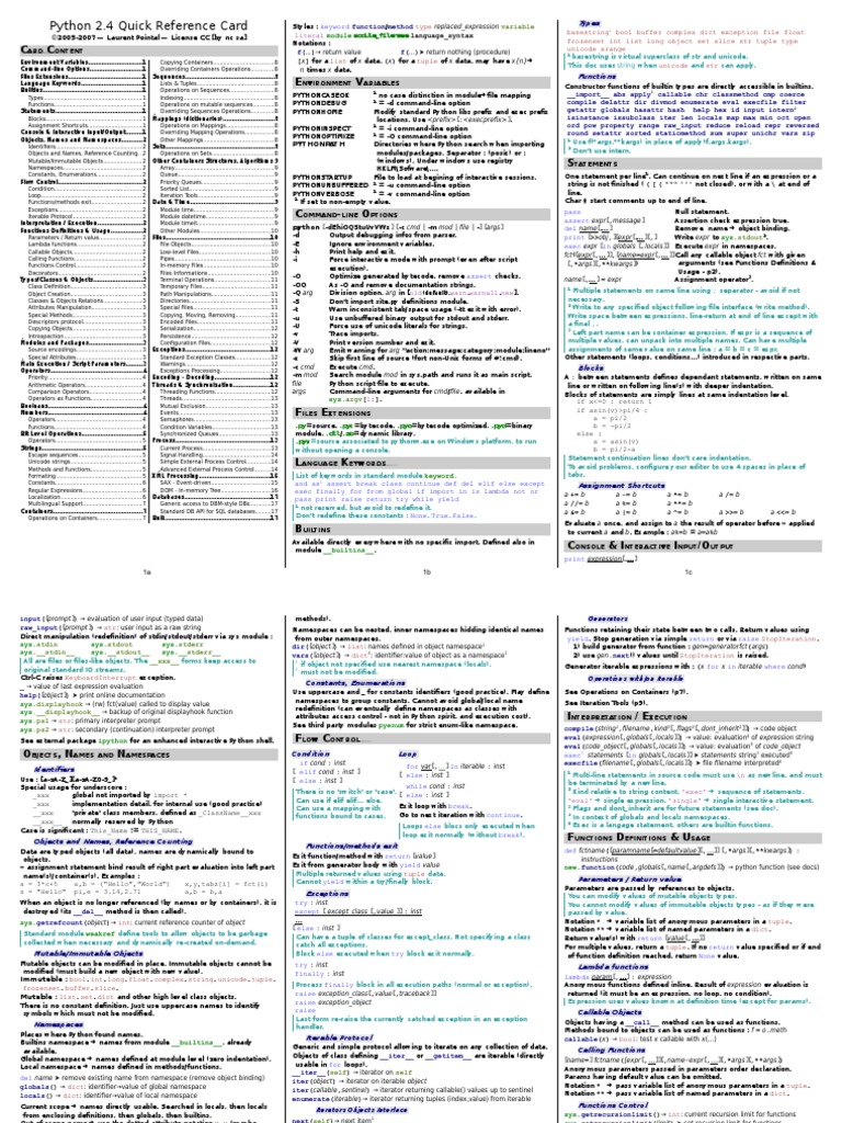 Python Cheatsheet Pdf Class Computer Programming Control Flow