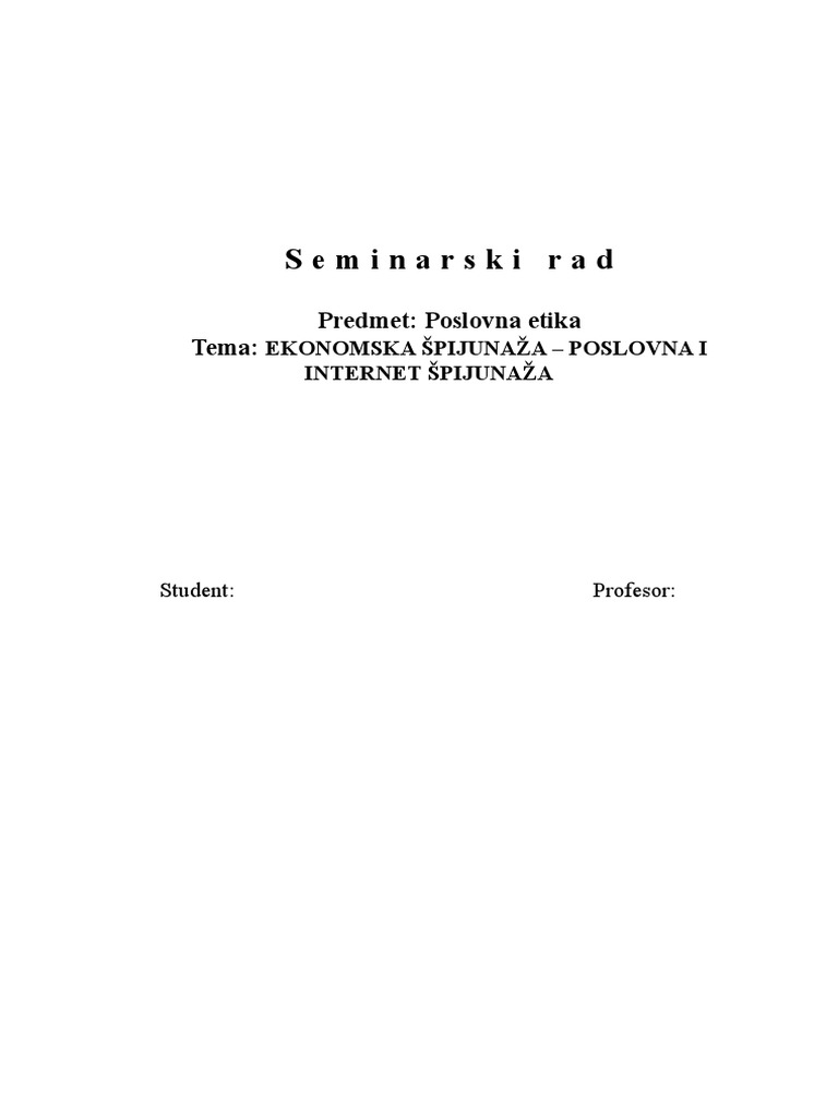 Ekonomska Spijunaza | PDF