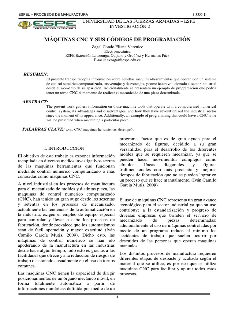 Investigacion 2 - Maquinas CNC y Sus Codigos de Programacion | PDF | Control numerico | Mecanizado