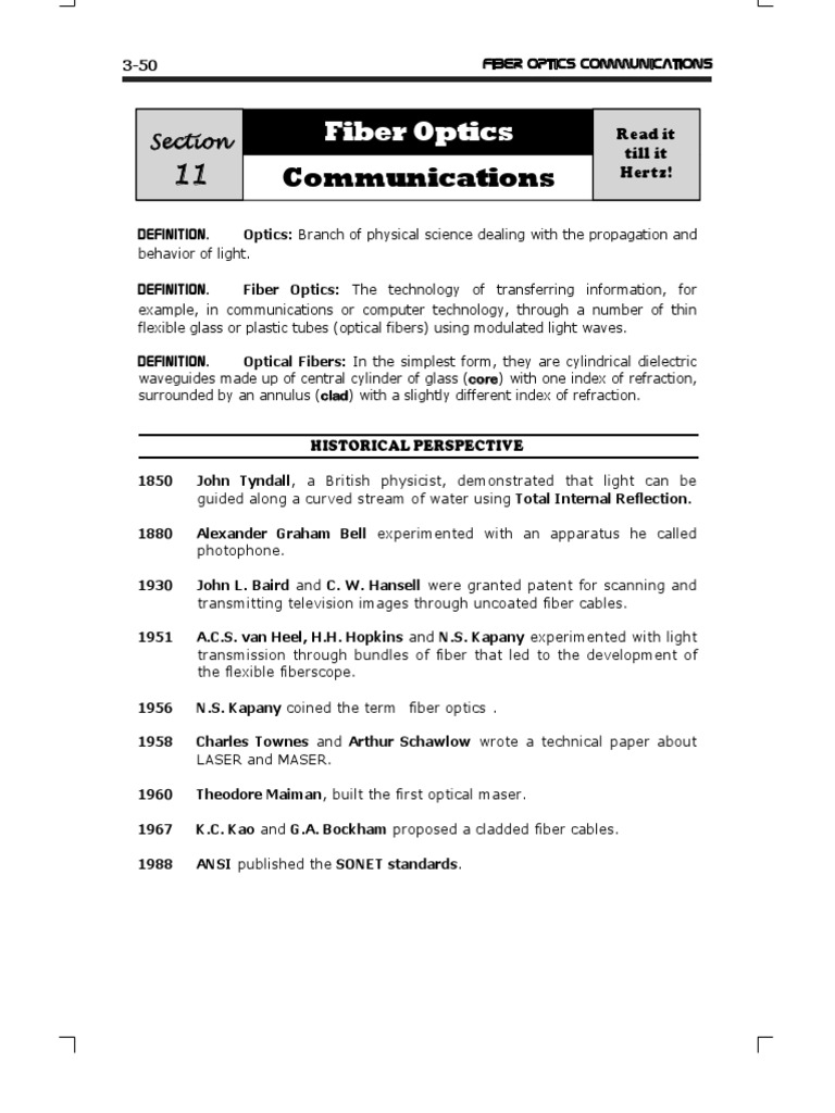 Fiber Optics | PDF | Dispersion (Optics) | Optical Fiber