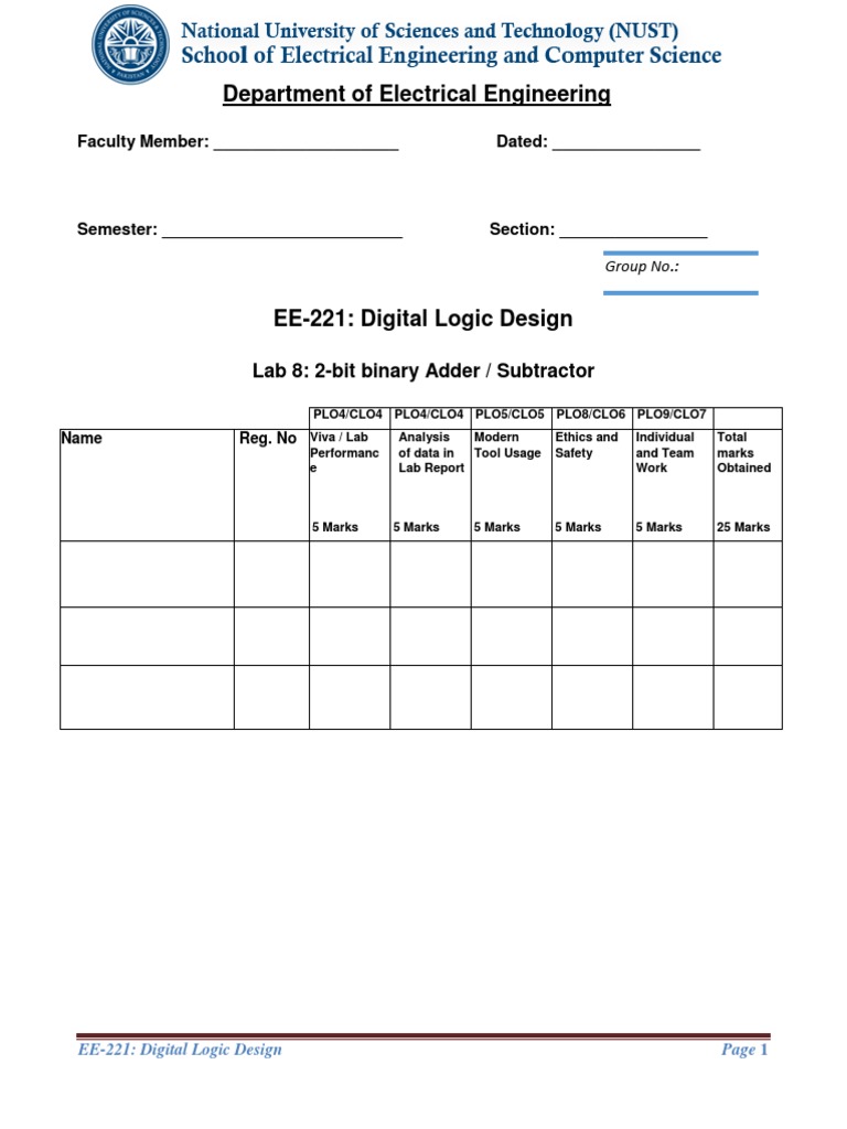 Lab8 2 Bit Binary Adder Subtractor Pdf Logic Synthesis Logic Gate