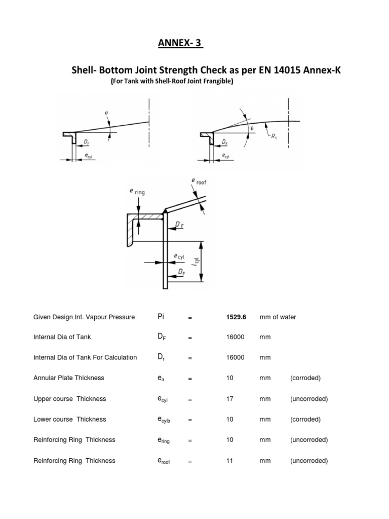 Shell-Bottom Joint Strength Check EN 14015 | PDF | Continuum Mechanics ...