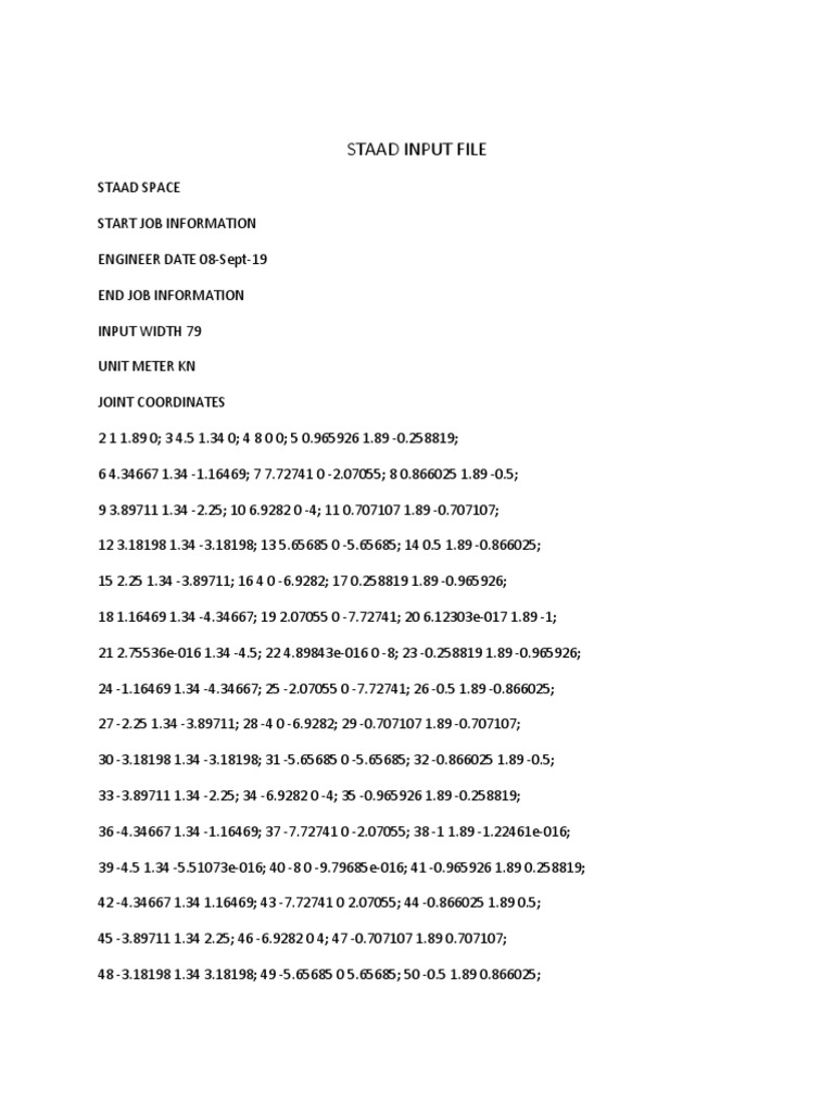 Staad Input File | PDF | Applied And Interdisciplinary Physics ...