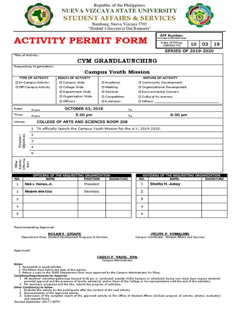Activity Permit | PDF