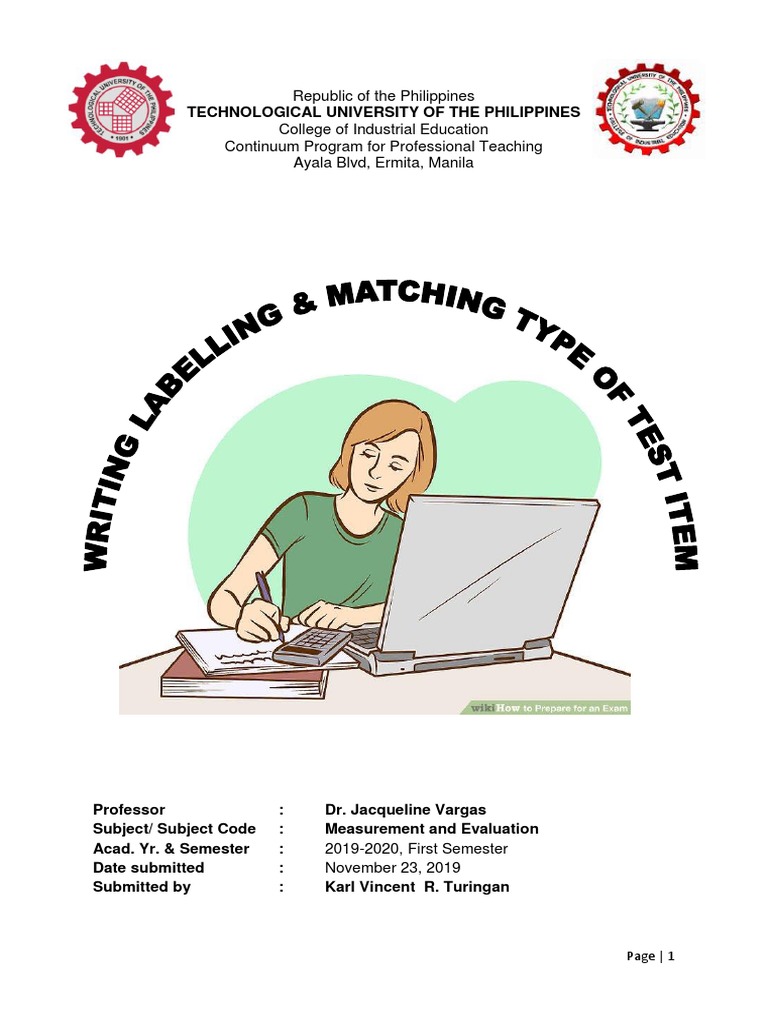 Karl Vincent R. Turingan (Labelling and Matching Type of Test) | PDF ...