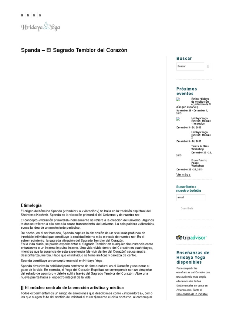 Spanda - El Sagrado Temblor Del Corazón - Hridaya Yoga | PDF | Alma | Meditación