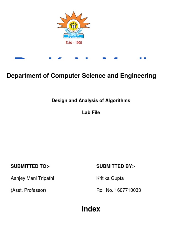 DAA Lab File | PDF | Theoretical Computer Science | Computer Programming