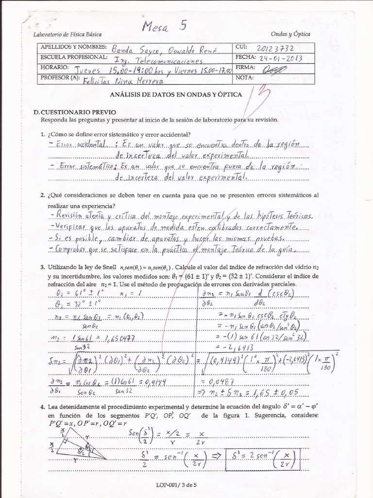 01-Analisis de Datos en Ondas Y Optica | PDF