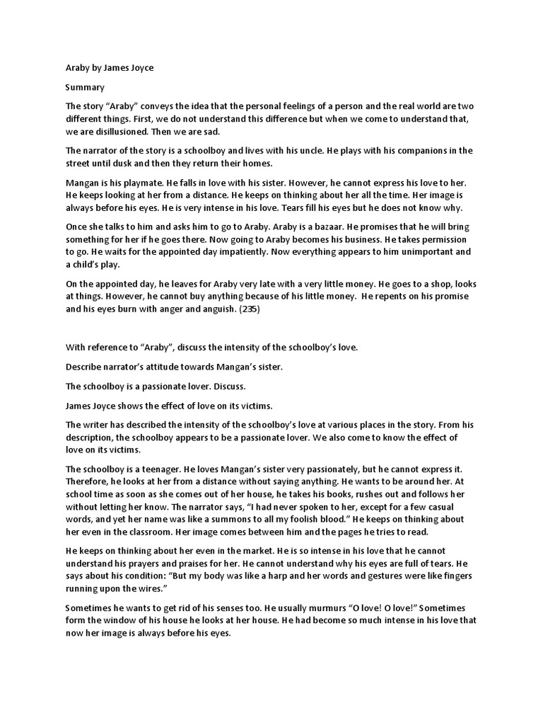 Araby by James Joyce PDF | PDF | Dubliners | Narrative