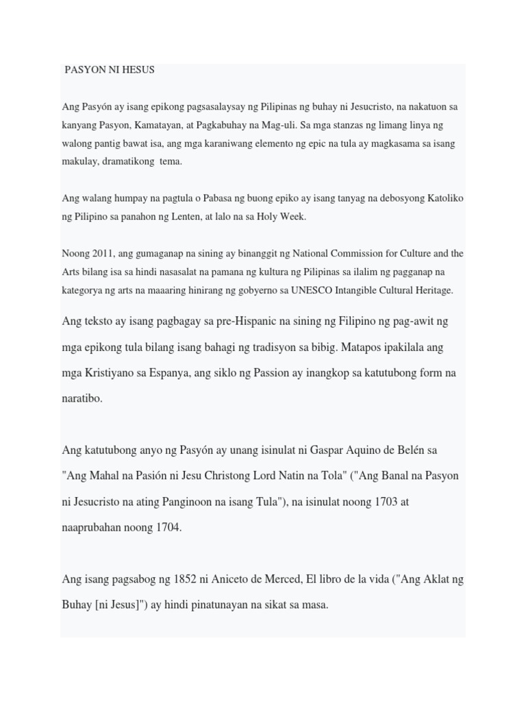 Pasyon Ni Hesus | PDF