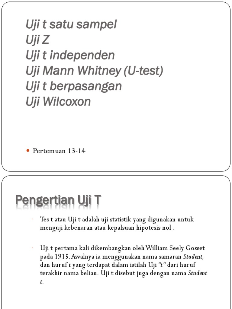Uji Statistik T dan Mann Whitney | PDF
