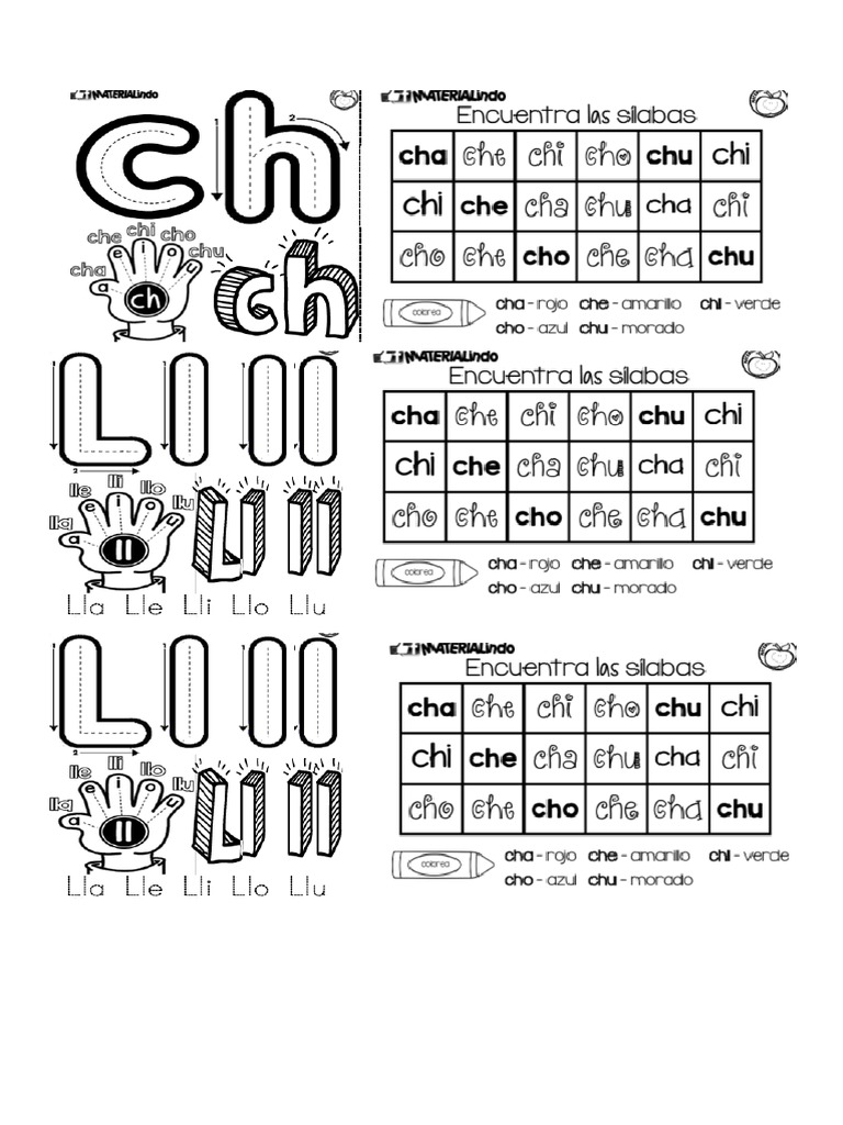 Actividades Con La CH y LL | PDF