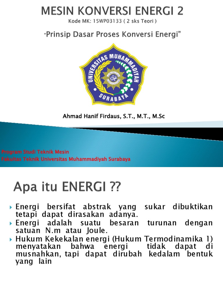 Prinsip Dasar Proses Konversi Energi PDF | PDF