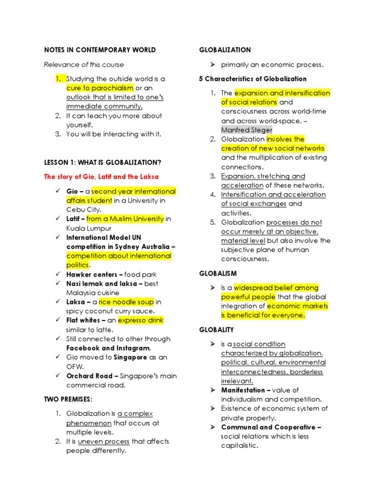 Characteristics of Globalization Notes | PDF | Trade | Bretton Woods System