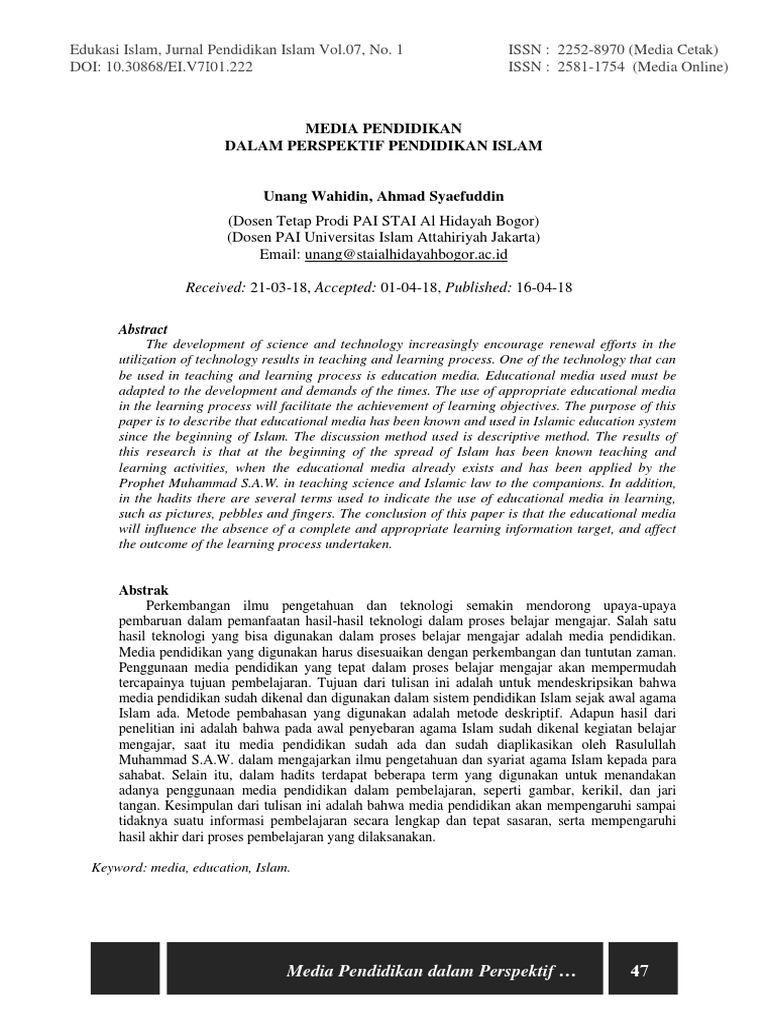 Media Pendidikan Dalam Perspektif Pendidikan Islam | PDF | Abrahamic Religions