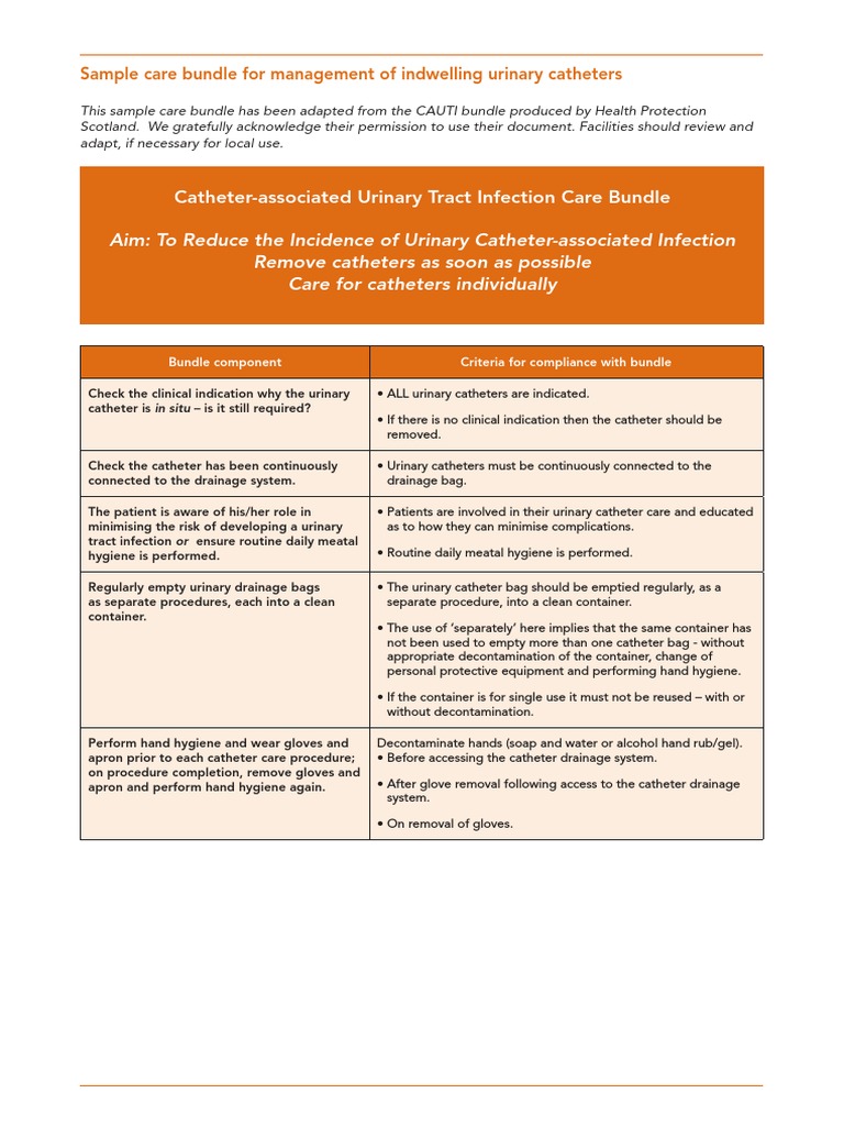 CAUTI Bundle of Care PDF | PDF | Hygiene | Health Care