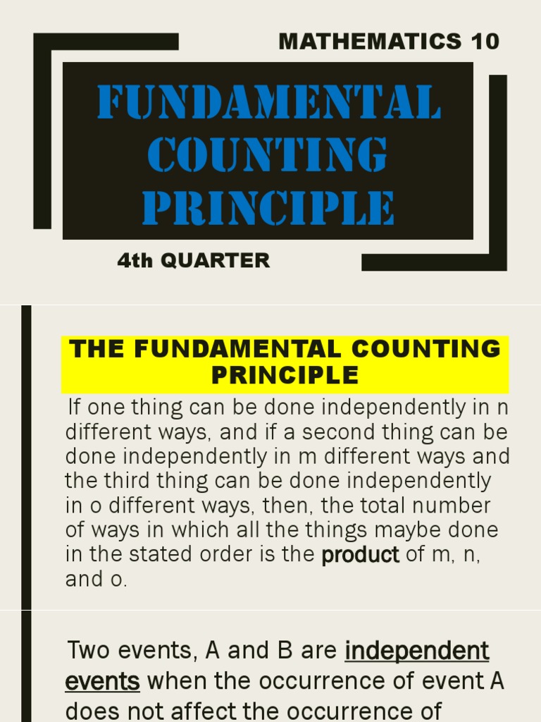 Fundamental Counting Principles | PDF | Lunch | Food And Drink