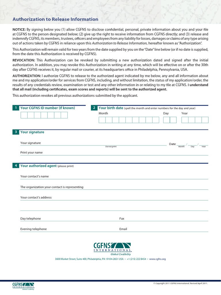 Authorization To Release Form | PDF | Government | Government Information