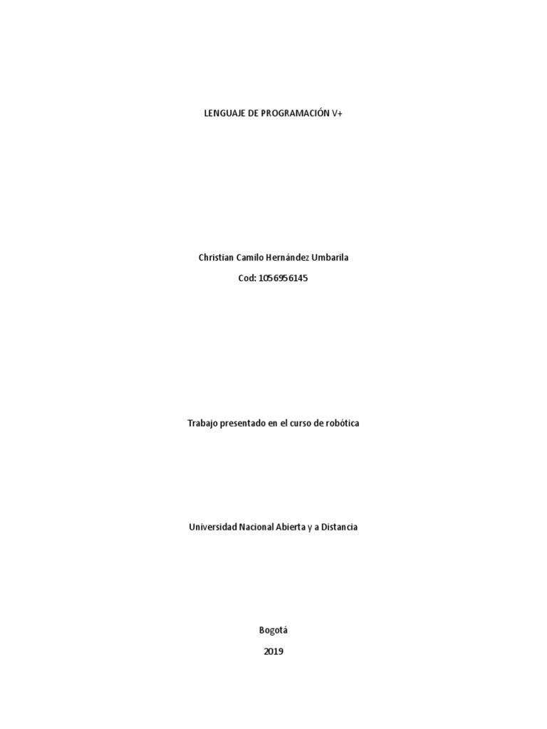 Lenguaje de Programación V+ | PDF