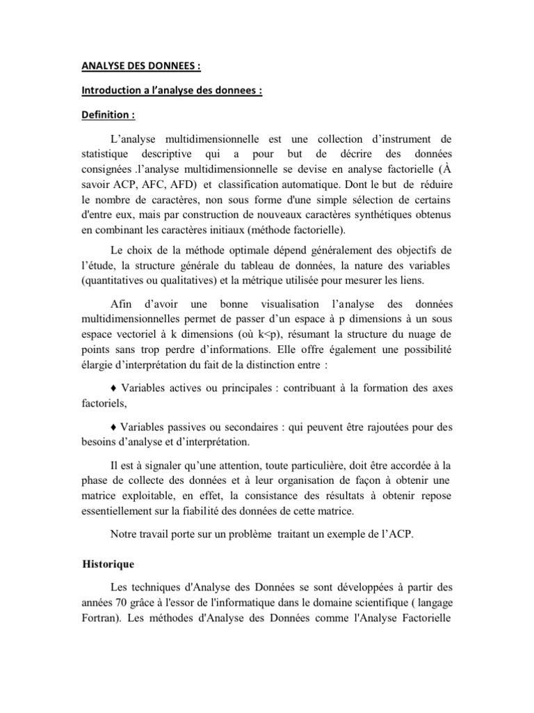 Analyse Des Donnees Theo Final | PDF | Analyse des données | Données