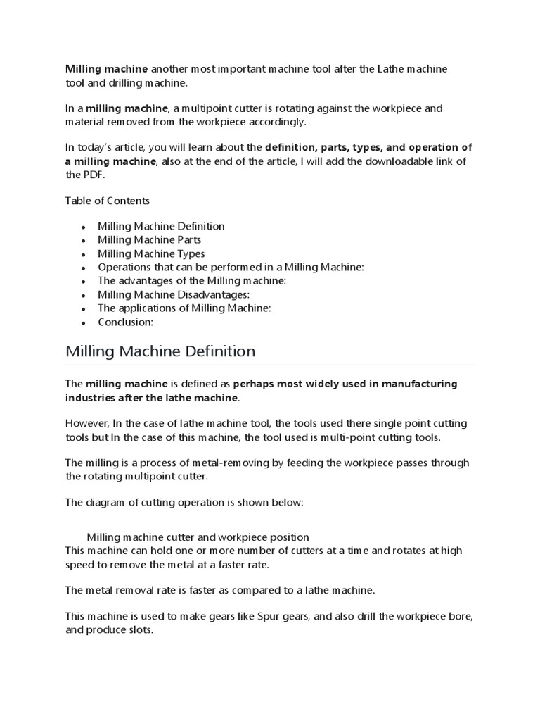 Milling Machine | PDF | Machining | Machines