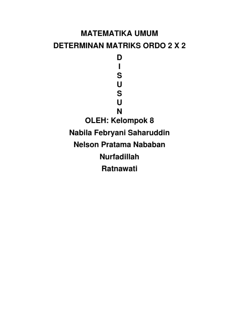 Determinan Matriks Ordo 2x2 | PDF