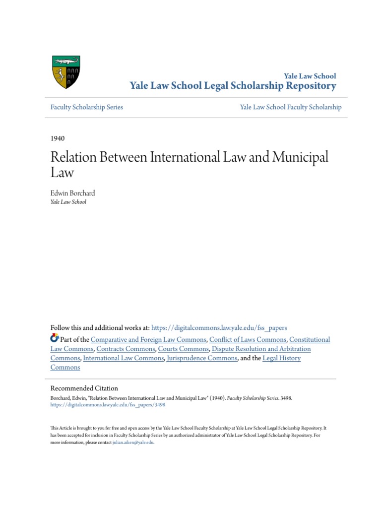 International vs. Municipal Law | PDF | International Law | Treaty