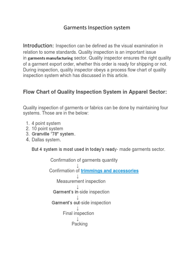 Garments Inspection System | PDF | Sewing | Yarn