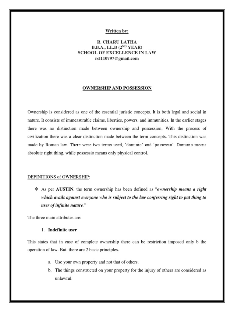 Ownership and Possession | PDF | Ownership | Possession (Law)