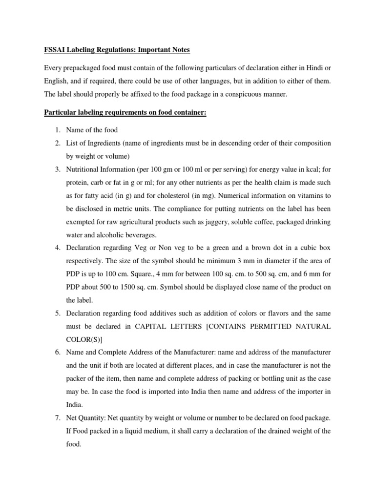 An Overview of Key Labeling Regulations and Legal Requirements for ...