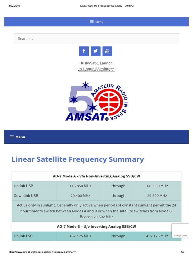 Linear Satellite Frequency Summary - AMSAT | PDF | Telecommunications ...
